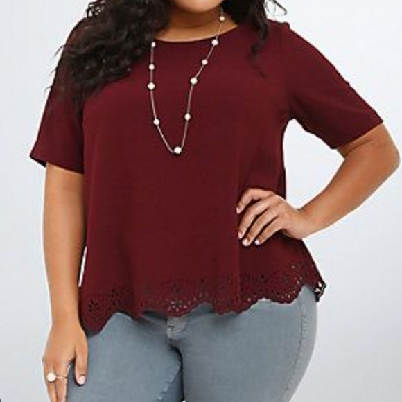 torrid | Tops | Torrid Burgundy Laser Cut Top | Poshmark